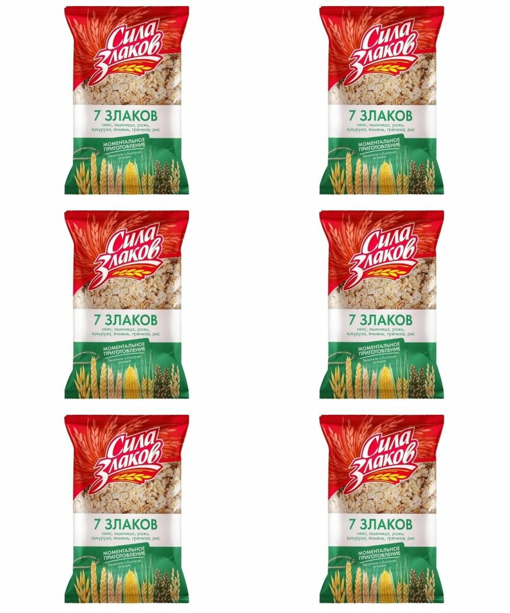 Сила Злаков хлопья крупяные Семь злаков, 400гр, 6 шт