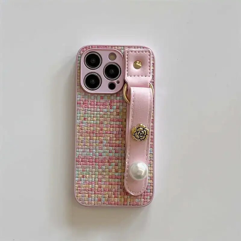 Роскошный плетеный ремешок с узором на запястье, Розовый, для iPhone 13 pro max, разноцветный