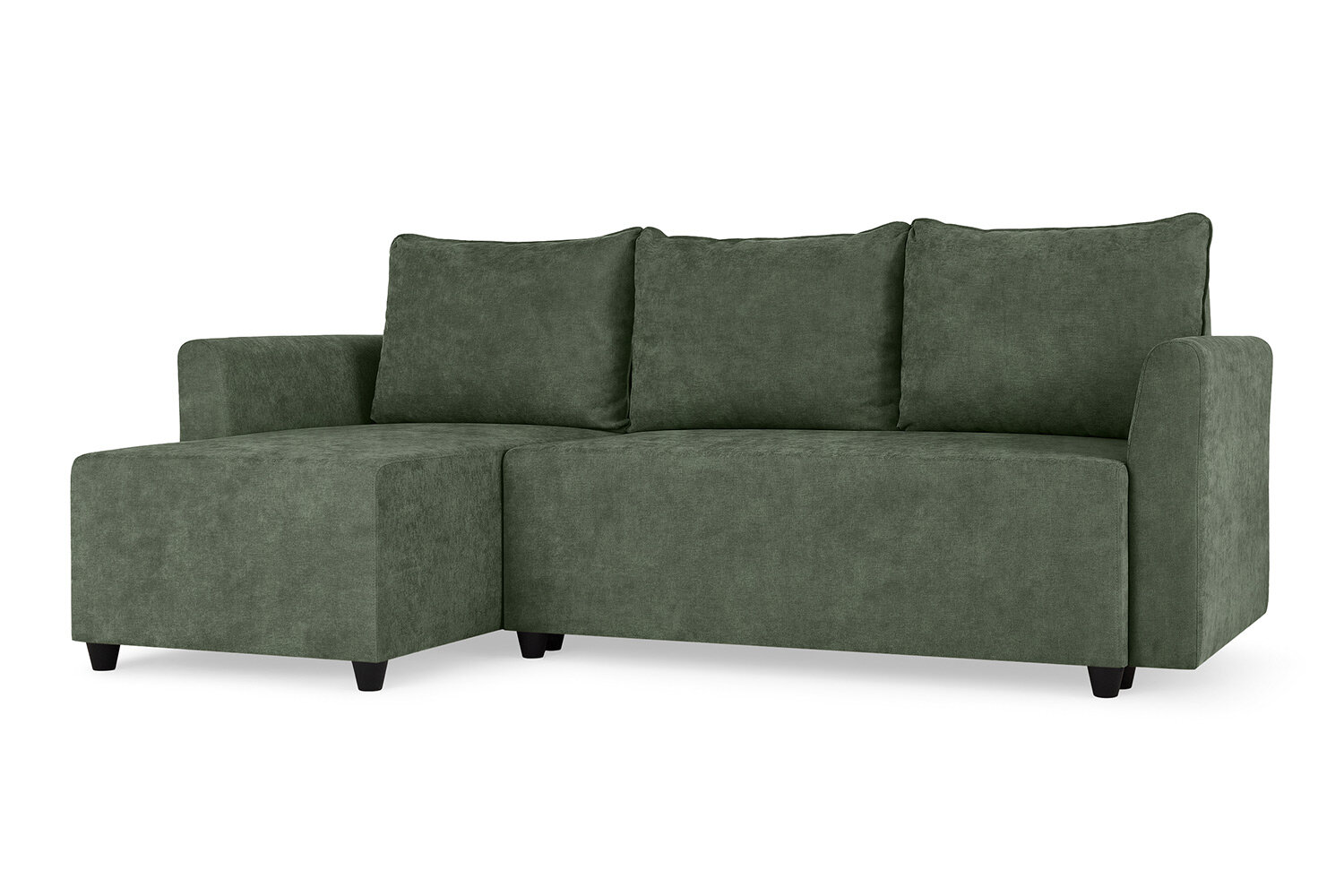 Угловой диван-кровать Сонго 228х92х140 см, универсальный угол, обивка шеннил, зелёный