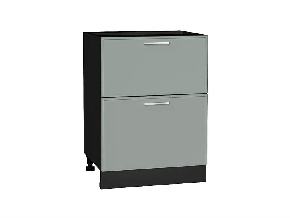 VVT Шкаф нижний с 2-мя ящиками Квадро Graphite, Аквамарин