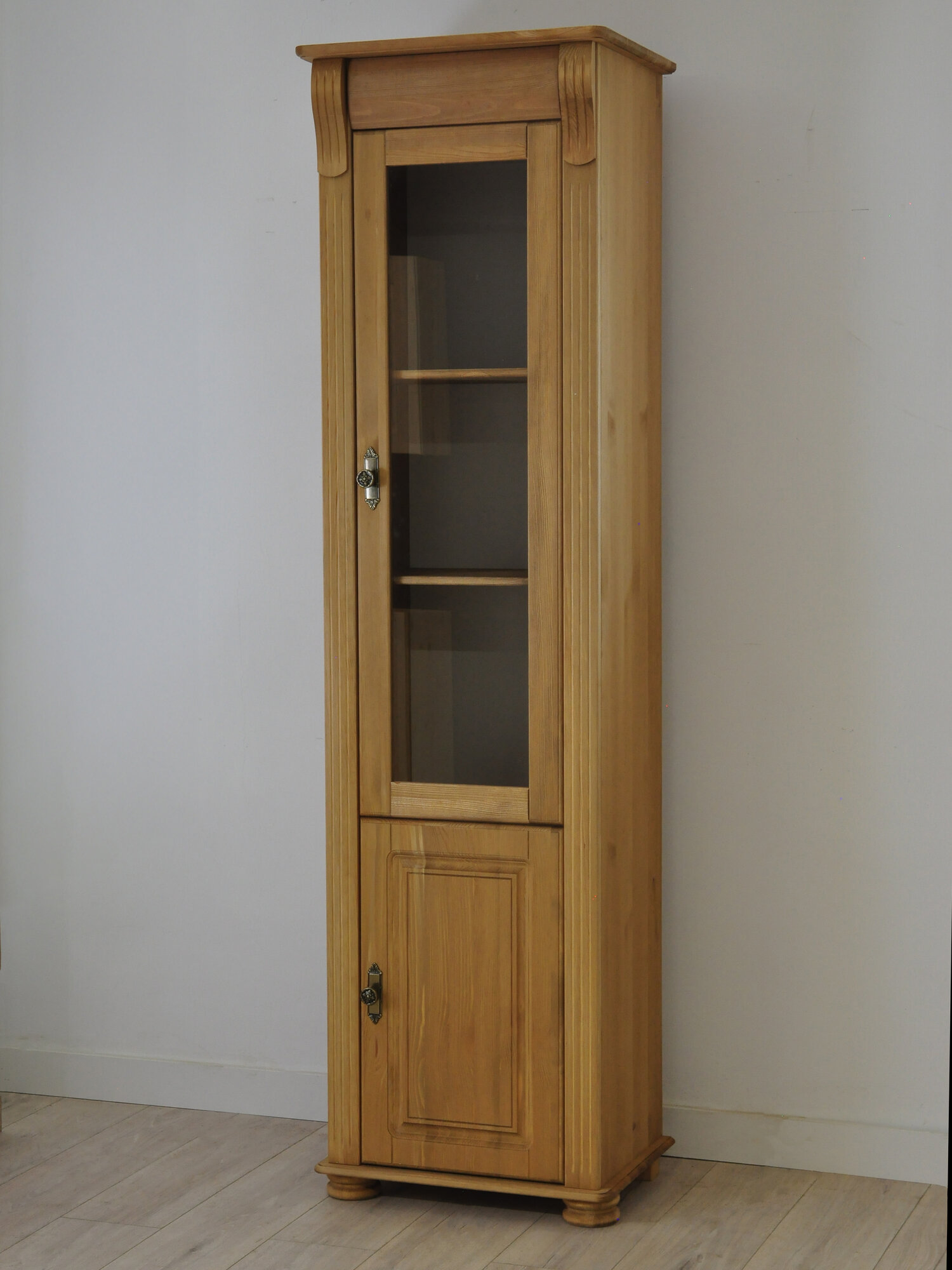 Шкаф витрина, 54х42х195, Susanna, сервант для посуды, стеклянная, буфет, деревянная, бейц, MAKOSA