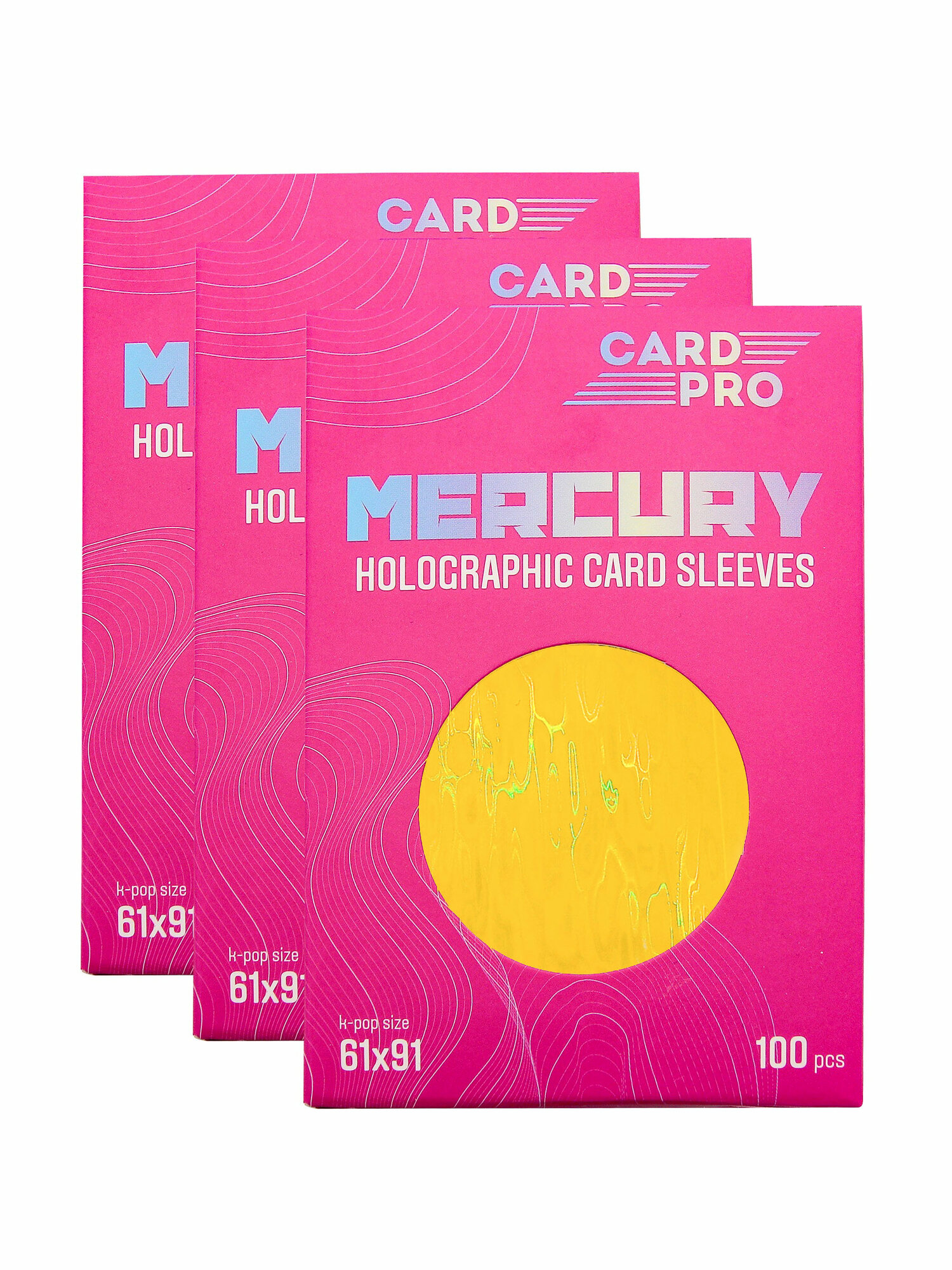 Протекторы Card Pro голографические желтые 300 шт. 61x91 мм 110 микрон - для карт K-pop