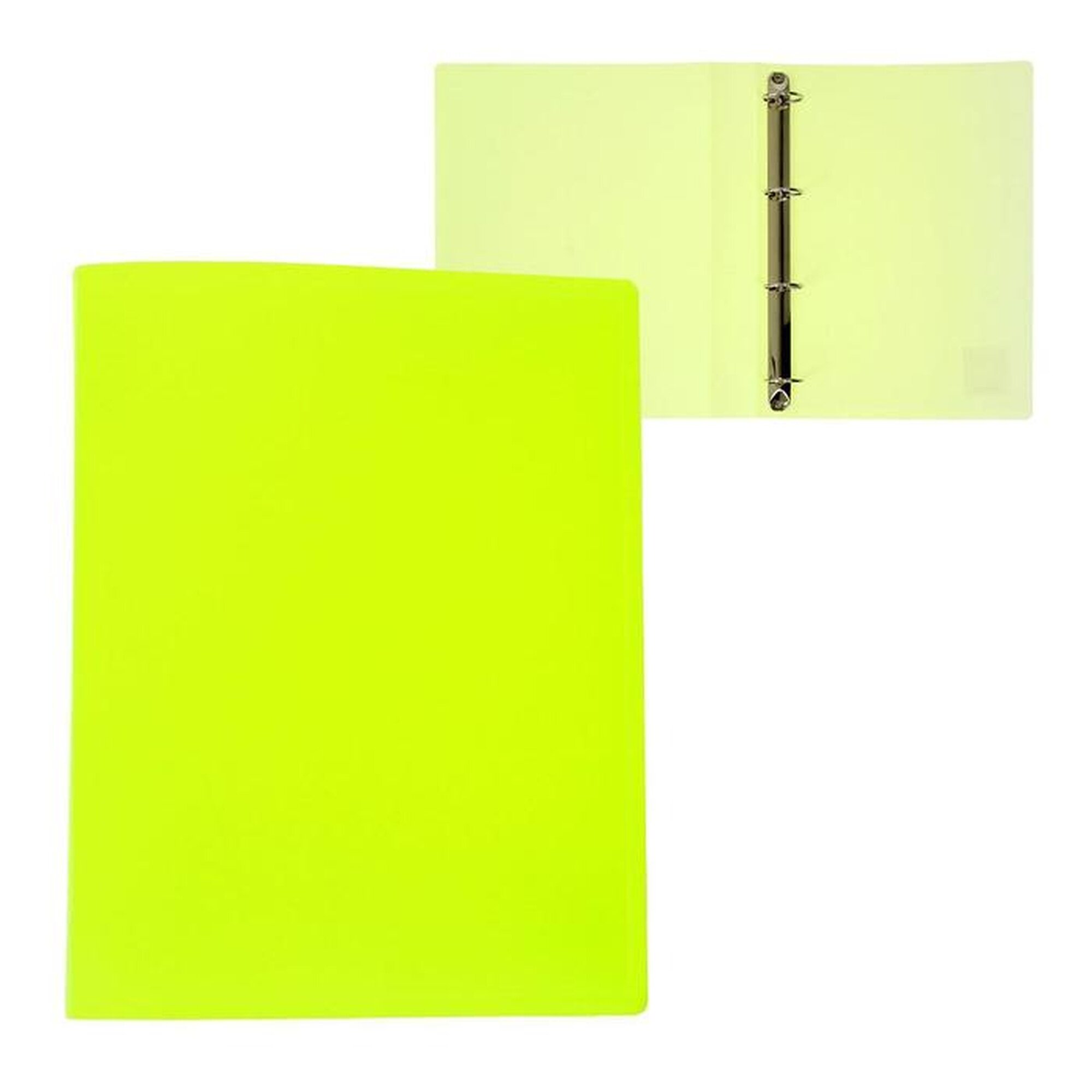 Папка Calligrata А4, на кольцах, пластик, 280 л, цвет желтый