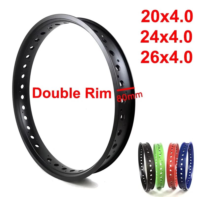 Обод для велосипеда 80 мм, алюминий, черный, 20*4.0, 26*4.0, 36 отверстий 1pc 26 Inch Black