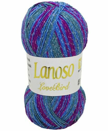 Пряжа Lanoso Love Bird 702 голубой/полынь/фуксия (50г/120м, упаковка 10 мотков)