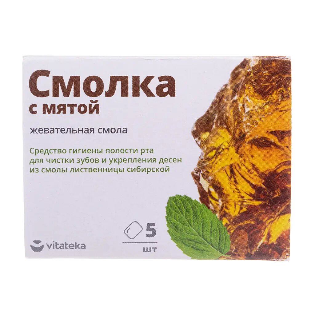 Смолка жевательная лиственничная с мятой Витатека таблетки 0,8 г 5 шт.