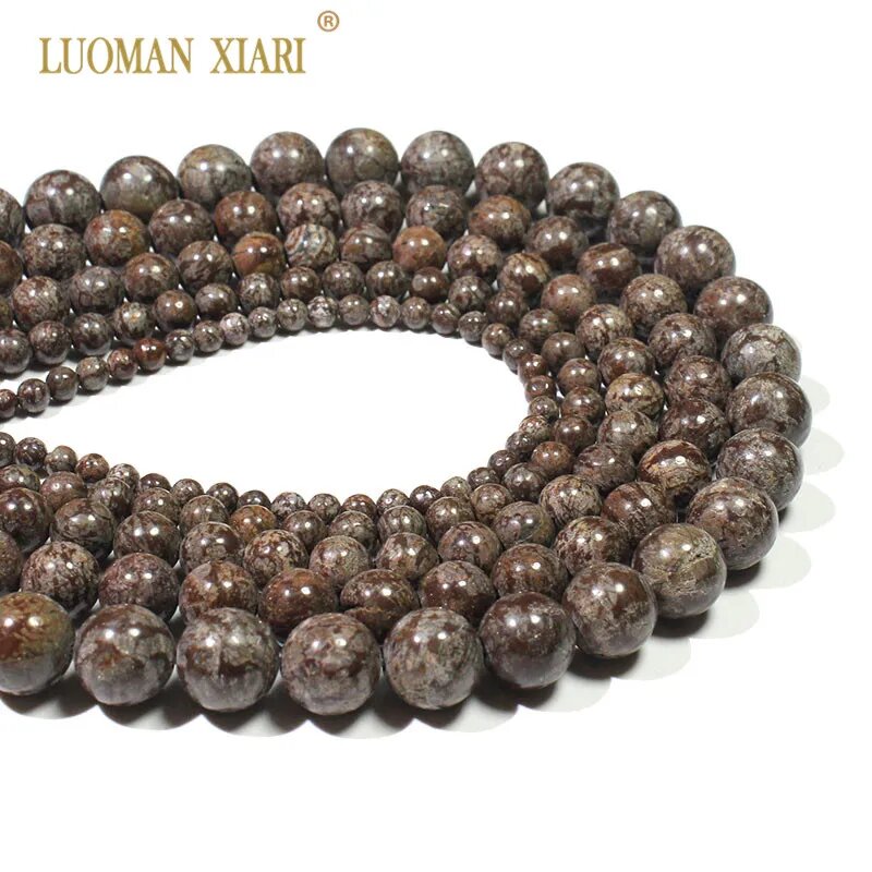 Бисер из натурального кофейного камня со снежинами для самостоятельного изготовления ювелирных изделий, материал браслета и ожерелий 4/6/8/10 /12 мм, 15 дюймов, опт