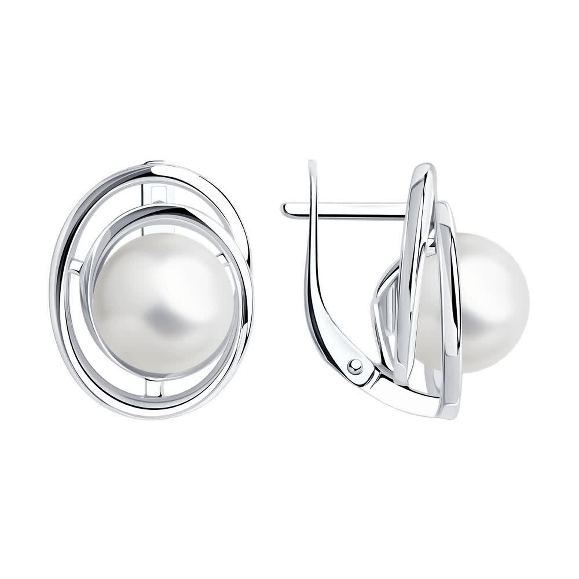 Серьги, серебро, 925 проба, родирование, жемчуг