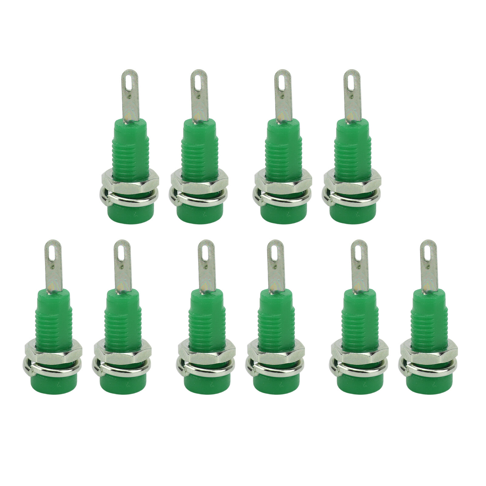 10 шт. 2 мм разъем типа банан для панели, удлинённый штекер-адаптер для электронных инструментов, прочный зелёный разъём