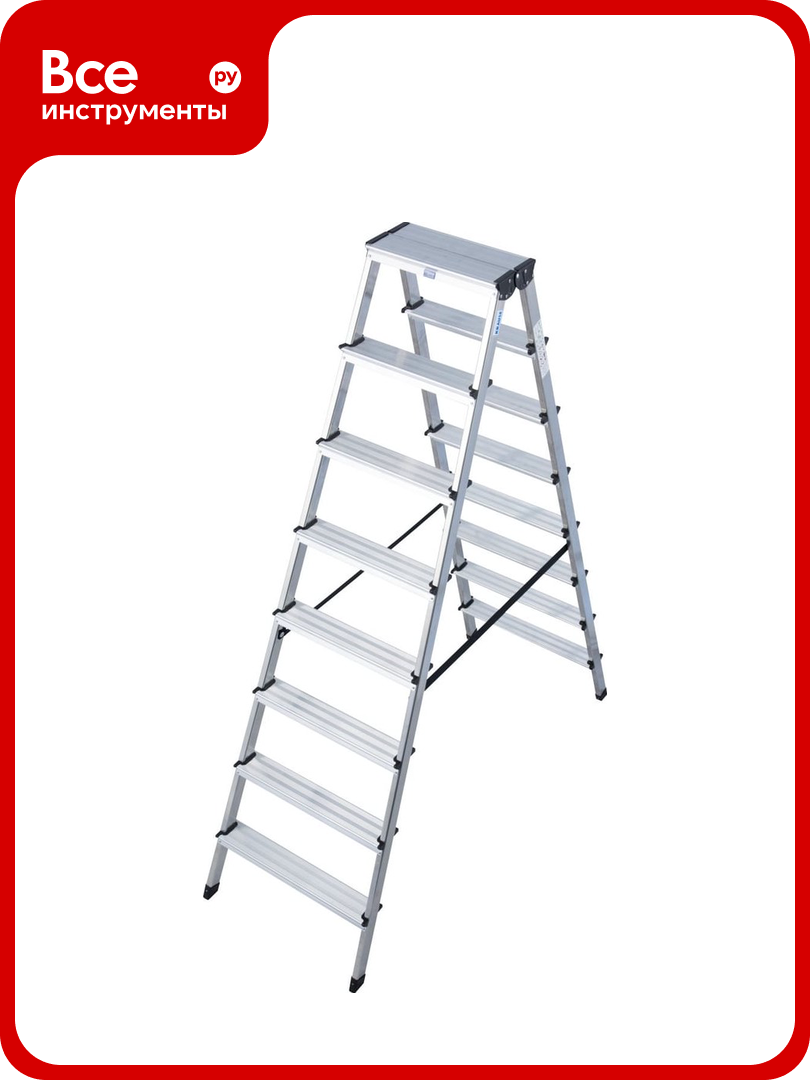 Двусторонняя, Krause, стремянка Krause MONTO DOPPLO, 2 х 8 ступенек, 3.51 м 120373, алюминиевая
