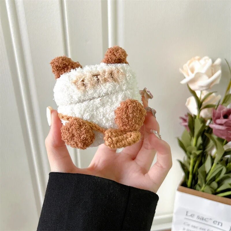 Для AirPods Pro 3 2025 4 3 2 1 Pro 2 милый мультяшный пушистый котенок чехол для наушников корпус беспроводной зарядки защитный чехол