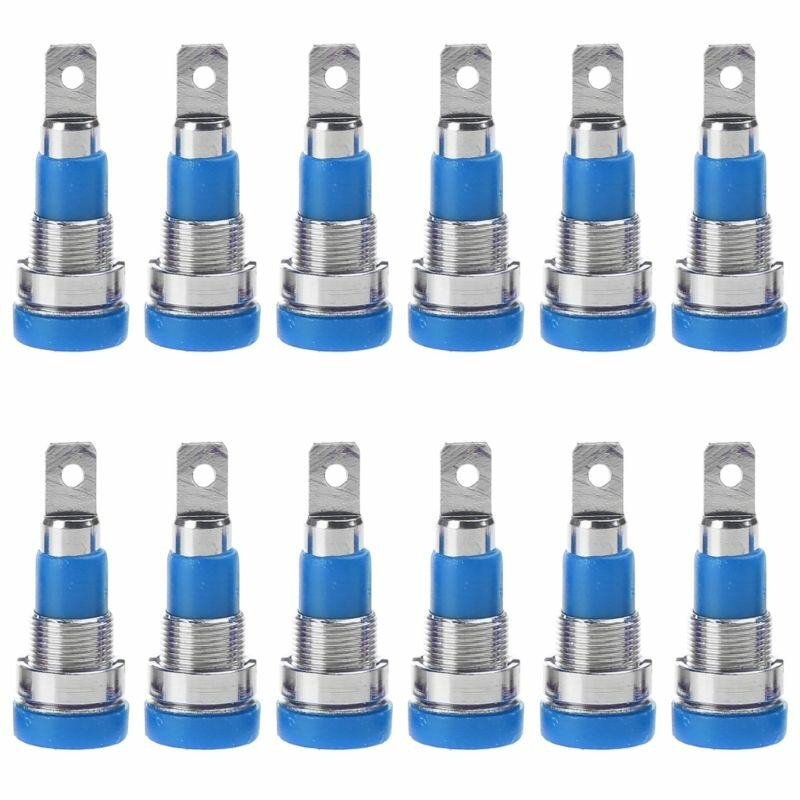 12 шт, клемма для гнезда типа "банан" из чистой меди 4 мм-синий