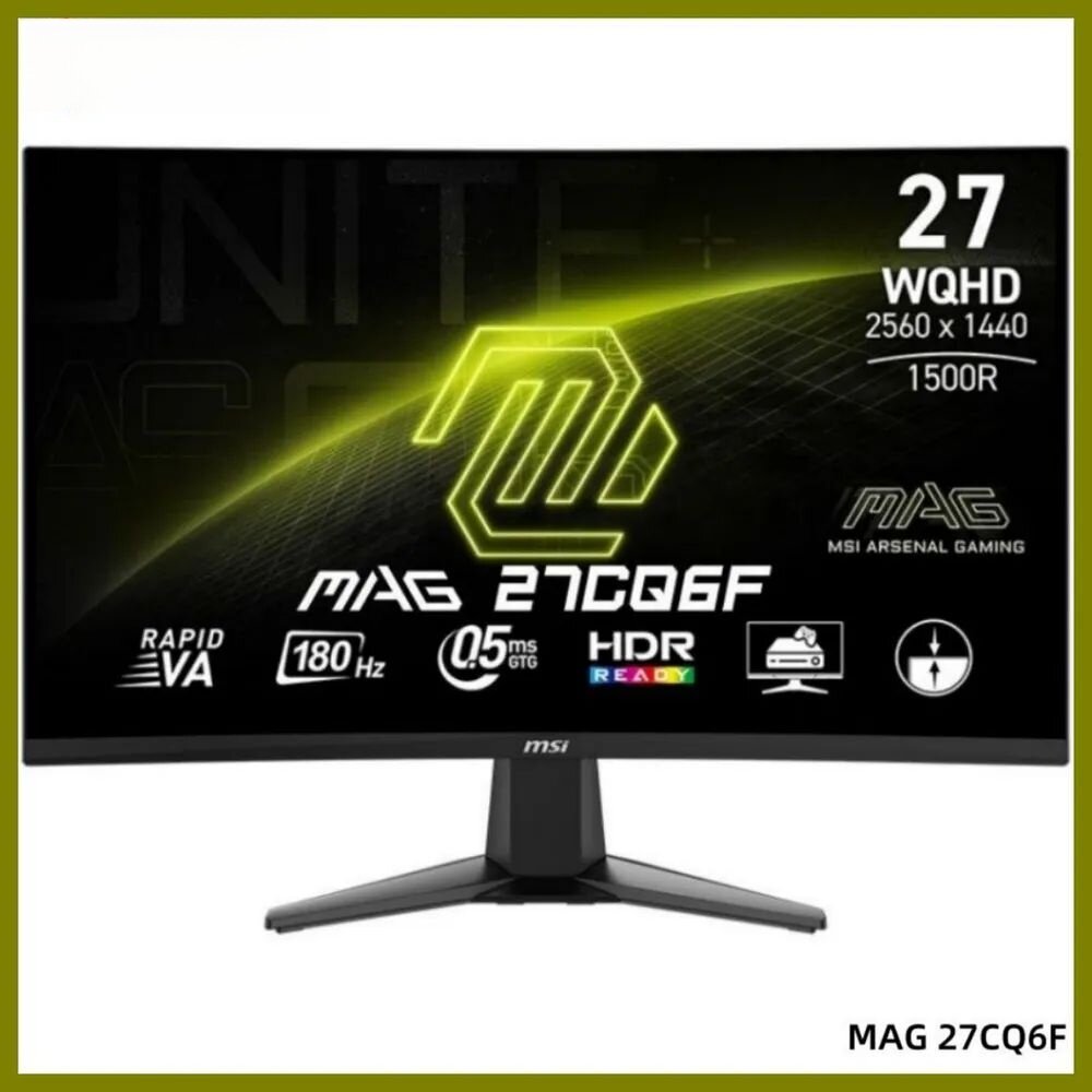 Монитор MSI MAG 27CQ6F, изогнутый экран, 27", WQHD, 1мс, FreeSync