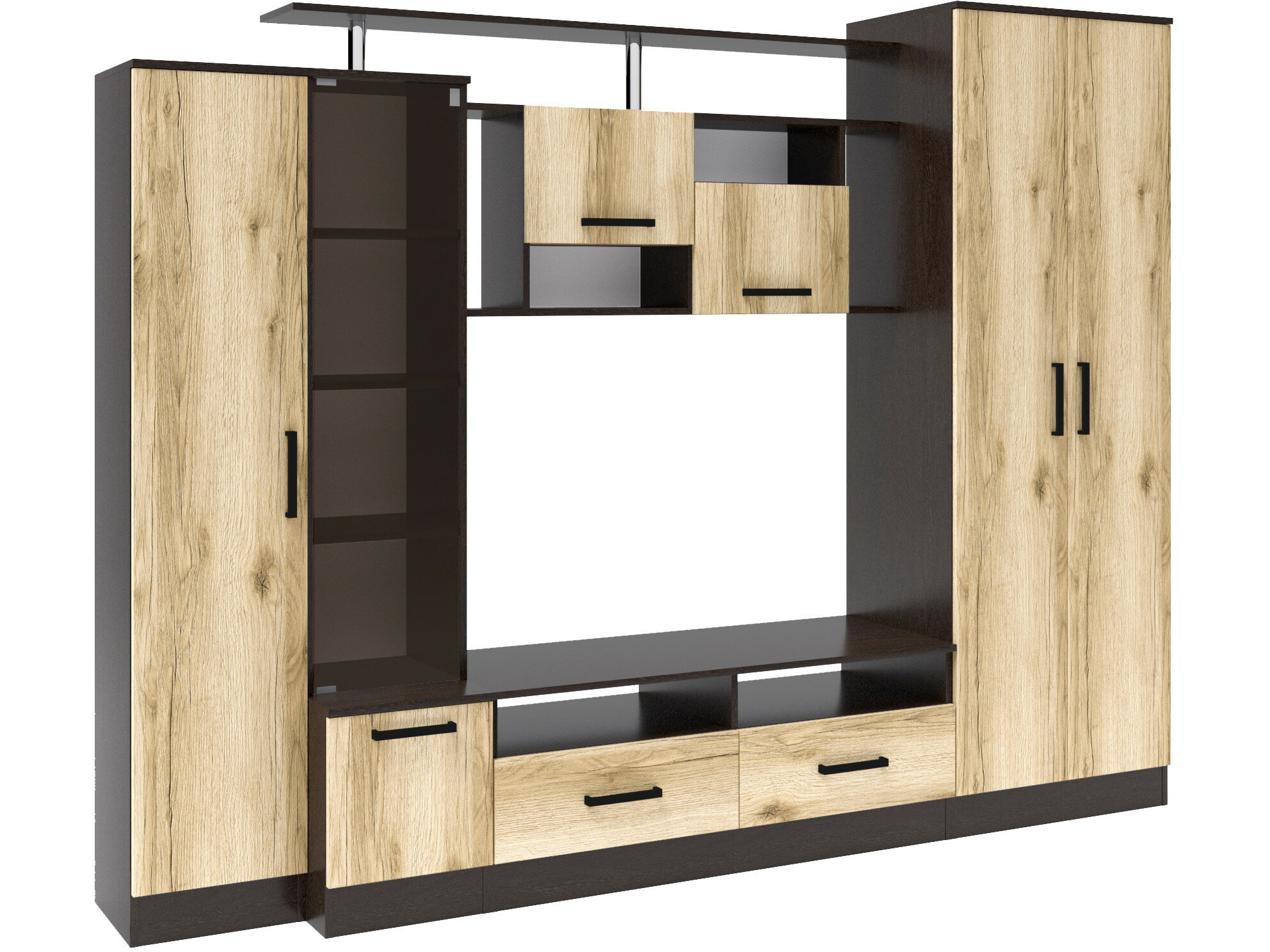 Готовая стенка для гостиной, современный стиль, Венге/Дуб делано