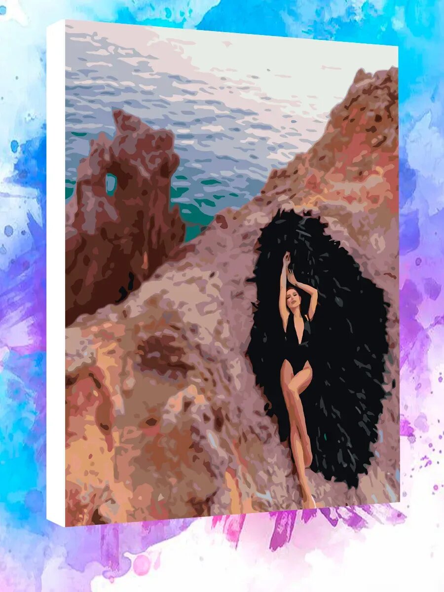 Картина по номерам Девушка Море Скалы