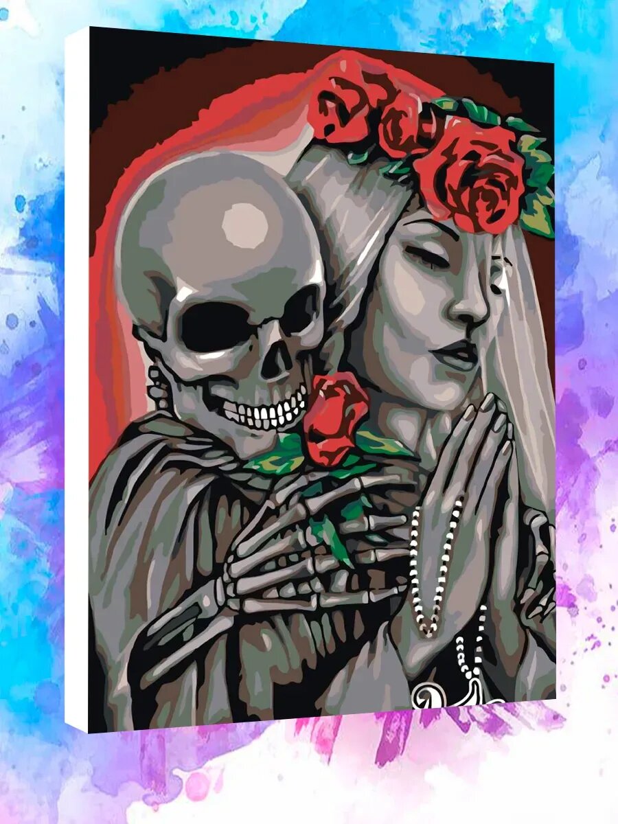 Картина по номерам Девушка Скелет Арт