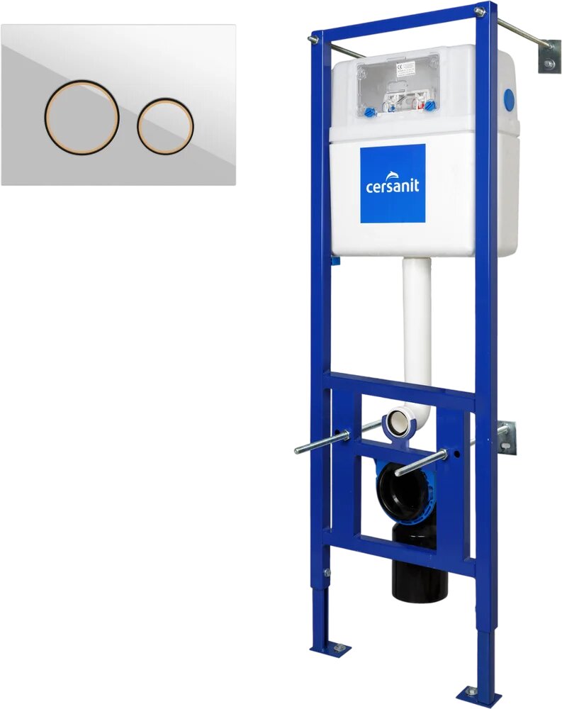 Комплект Инсталляция Cersanit Link Pro / Кнопка Twins 63535 цвет матовый белый