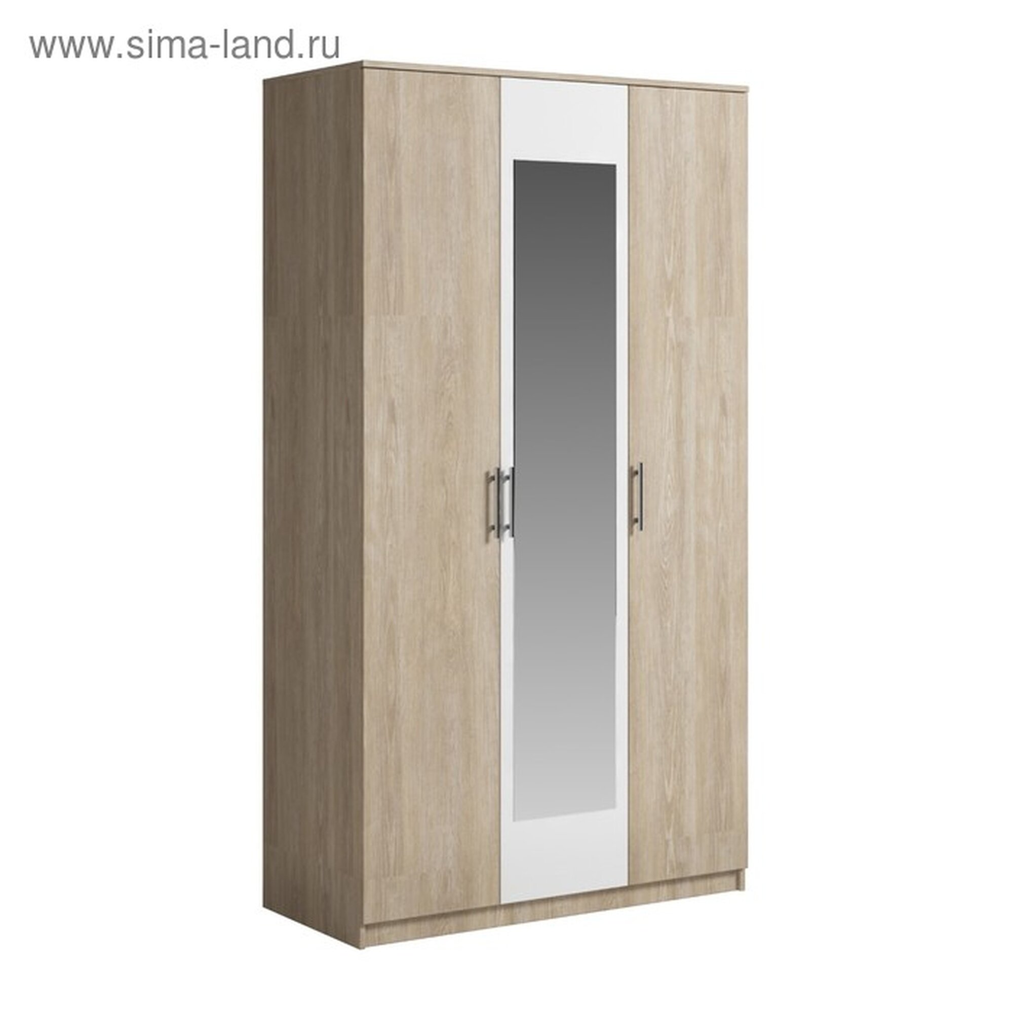 Шкаф трехстворчатый «Светлана», с зеркалом, 2070×1200×540 мм, дуб сонома/белый