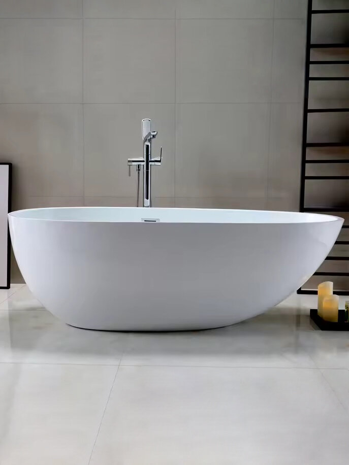Ванна акриловая Ceruttispa MIMI160 акриловая (1600x750x560) отдельностоящая, белая, со сливом-переливом
