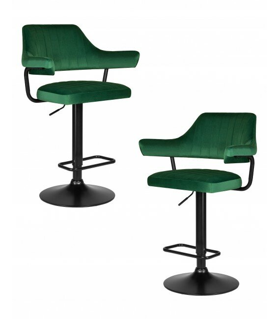 Набор 2 шт Стул барный DOBRIN CHARLY BLACK SET-2 5019_BlackBase-LM , зеленый велюр (MJ9-88)