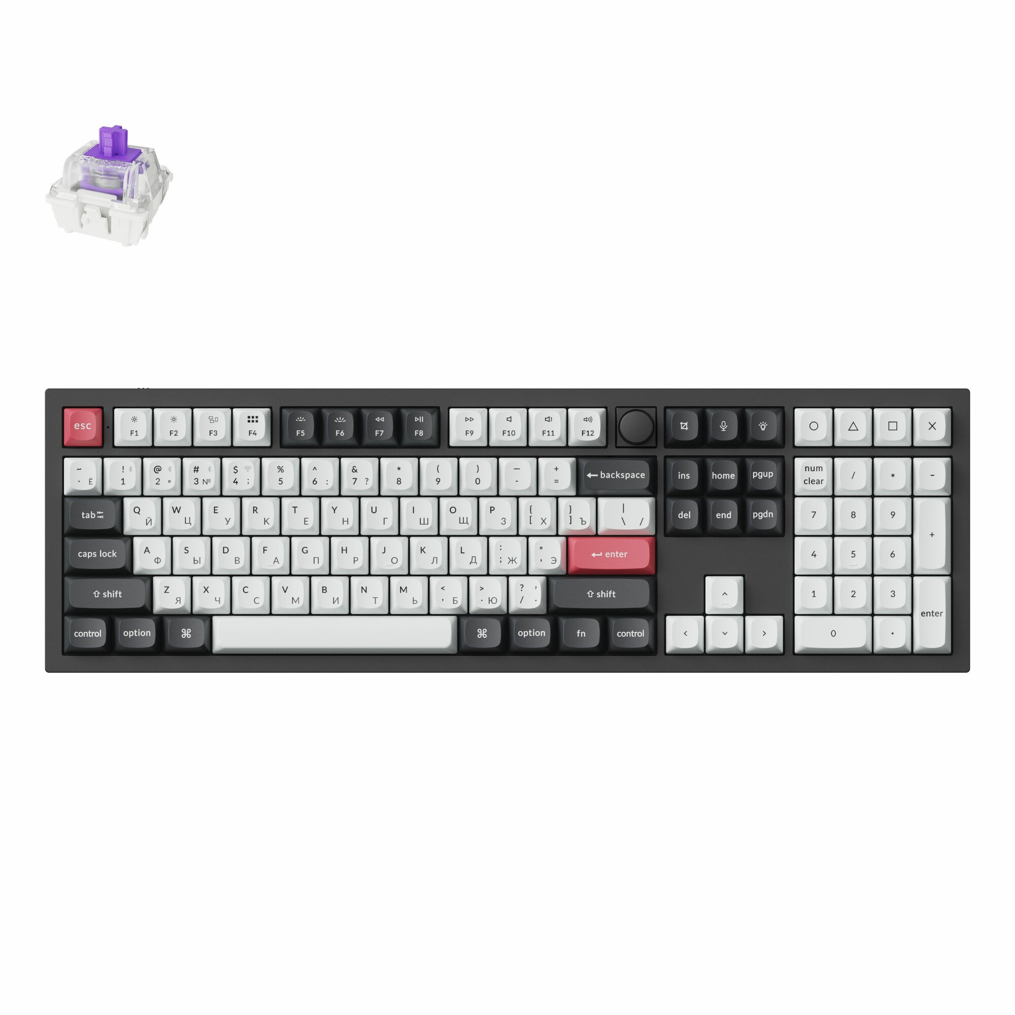 Механическая клавиатура Keychron Q6 HE (96%) Carbon Black - 3 типа подключения, русская раскладка, линейные магнитные переключатели (Gateron Nebula)