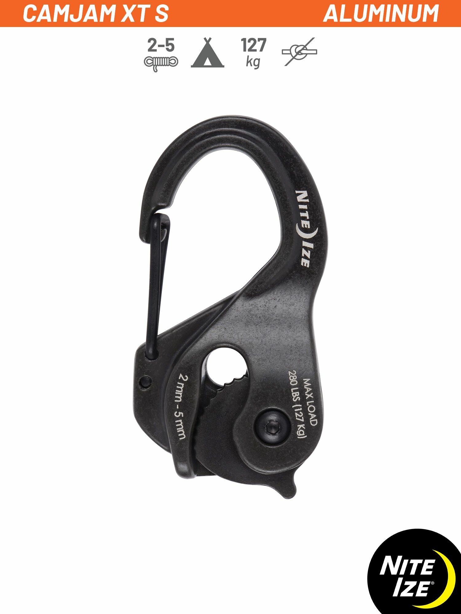 Безузловой натяжитель для веревки с карабином Nite Ize CamJam XT Aluminum Standart - 1 шт