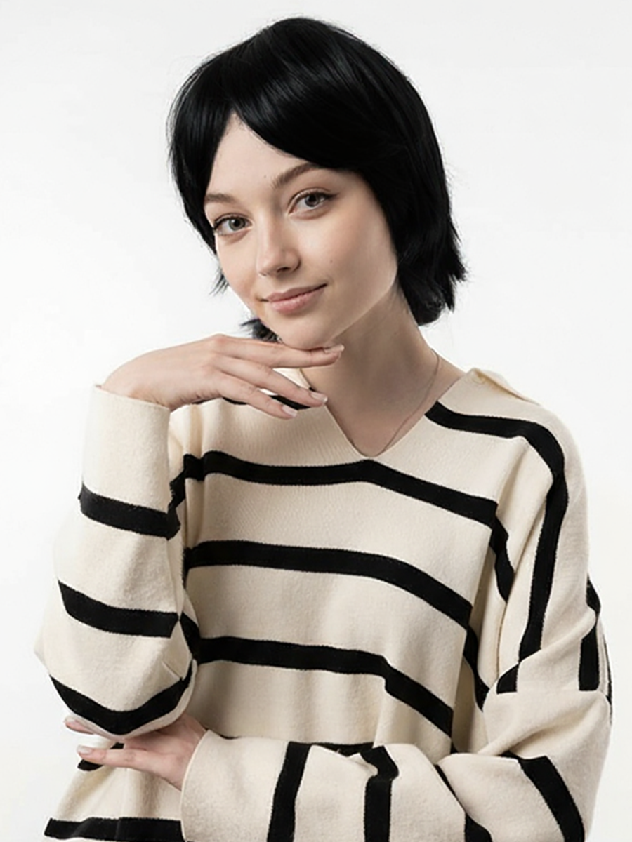 Карнавальный праздничный парик из искусственного волоса Riota Аниме, короткий, 140 гр, черный, 1 шт.