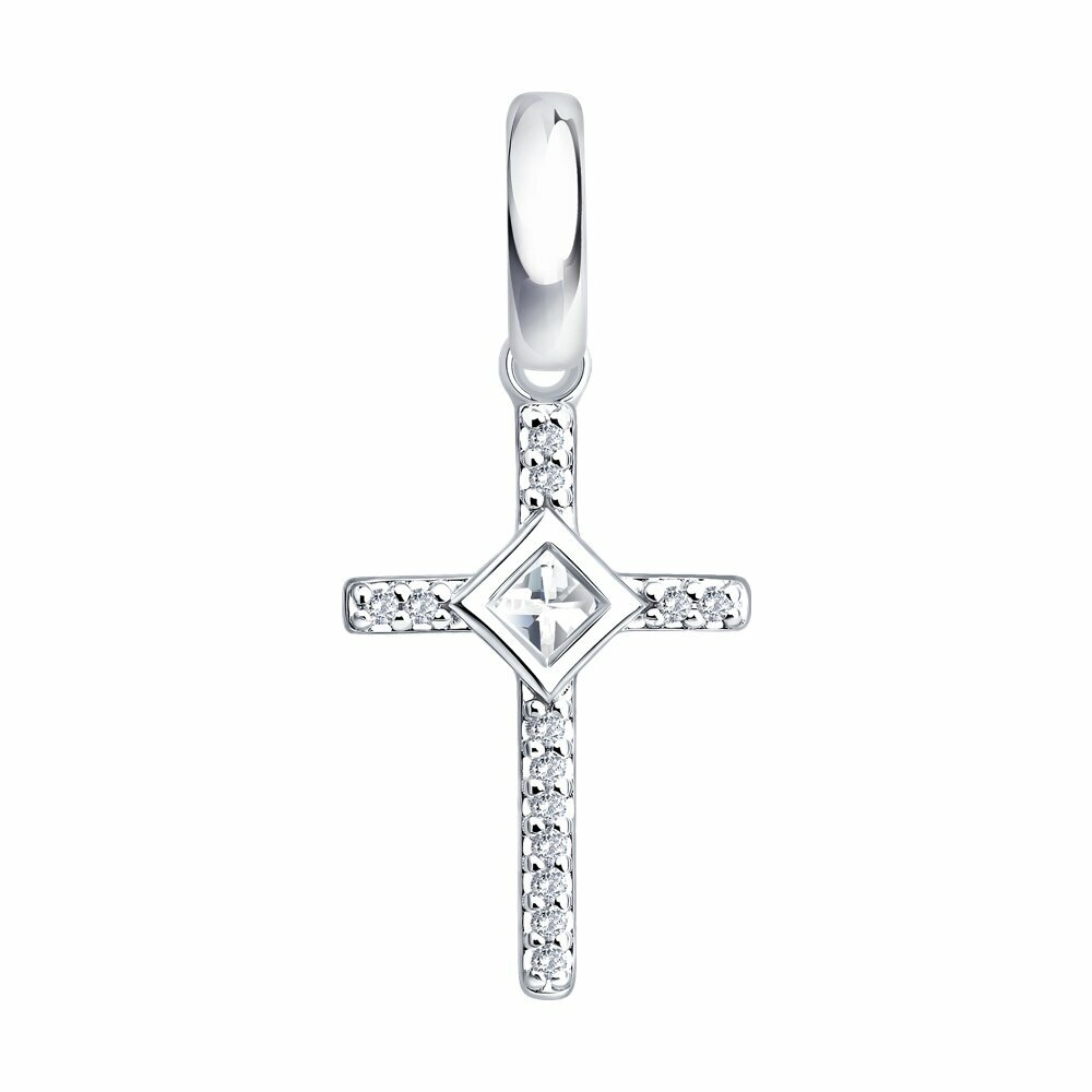 Подвеска, серебро, 925 проба, родирование, фианит