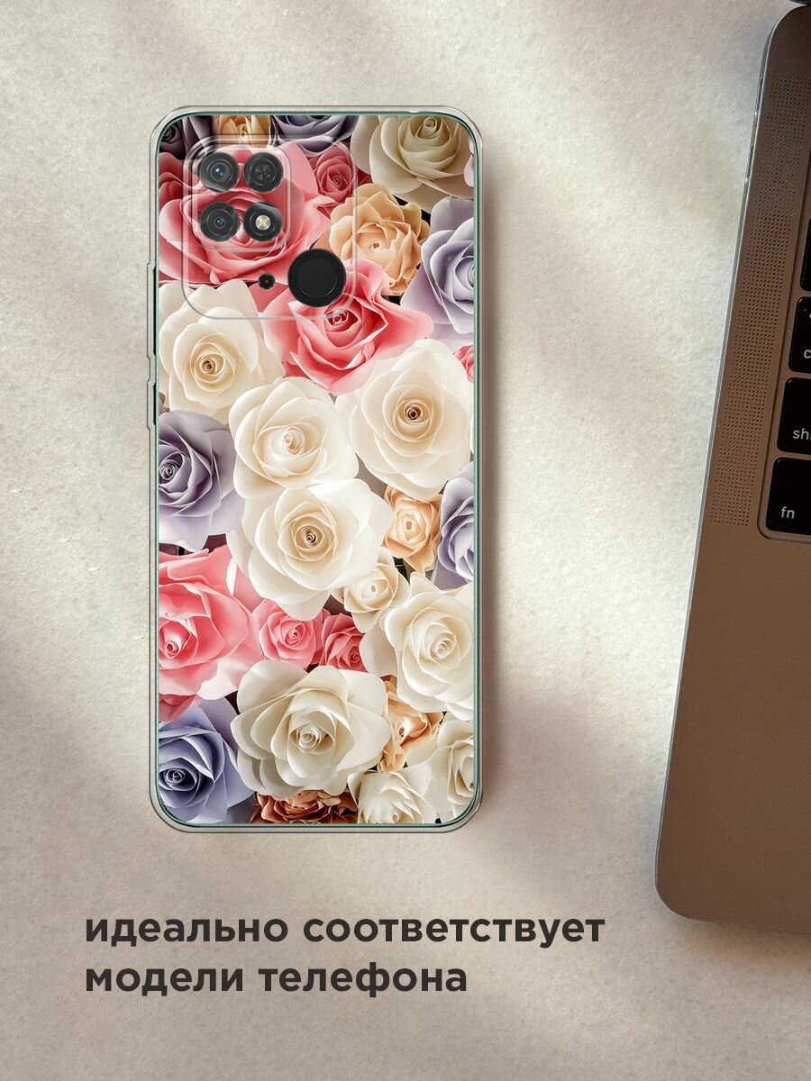 Чехол на Xiaomi Redmi 10C / Сяоми Редми 10C с принтом "Пастельные розы" — фото 1
