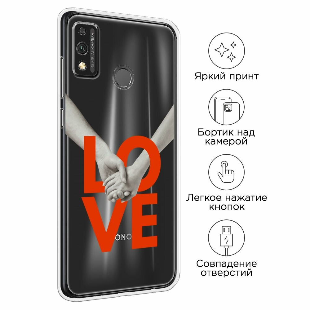 Чехол на Honor 9X Lite / Хонор 9X Лайт с принтом Love holding hands, прозрачный — фото 1