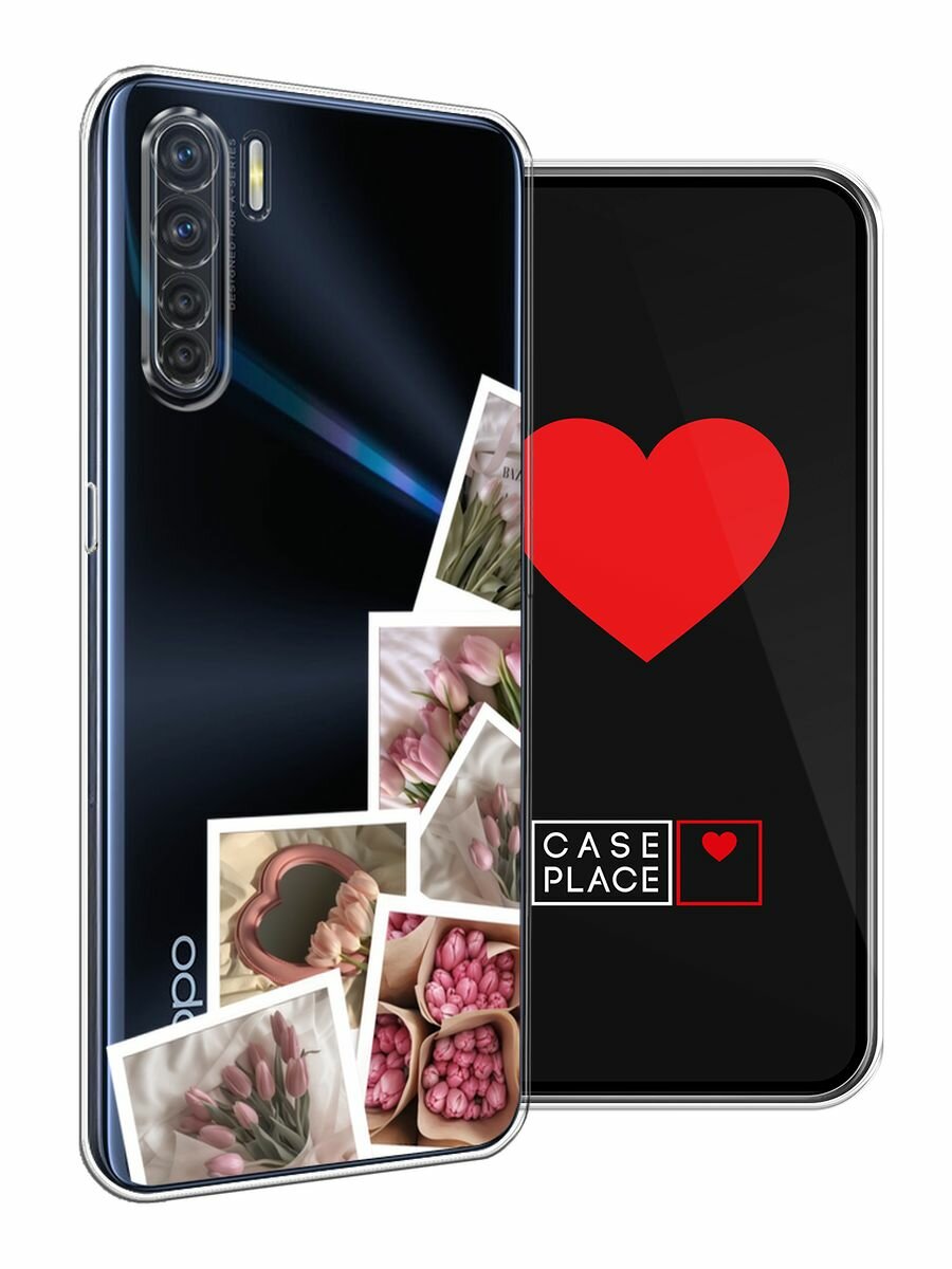 Чехол на Oppo A91/Reno 3 / Оппо A91/Рено 3 с принтом "Весенние фото - 8 марта", прозрачный — фото 1