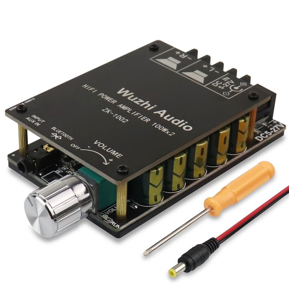 Усилитель мощности звука tpa3116d2 zk-1002 bluetooth, цифровой, hifi, стерео, 100 вт + 100 вт