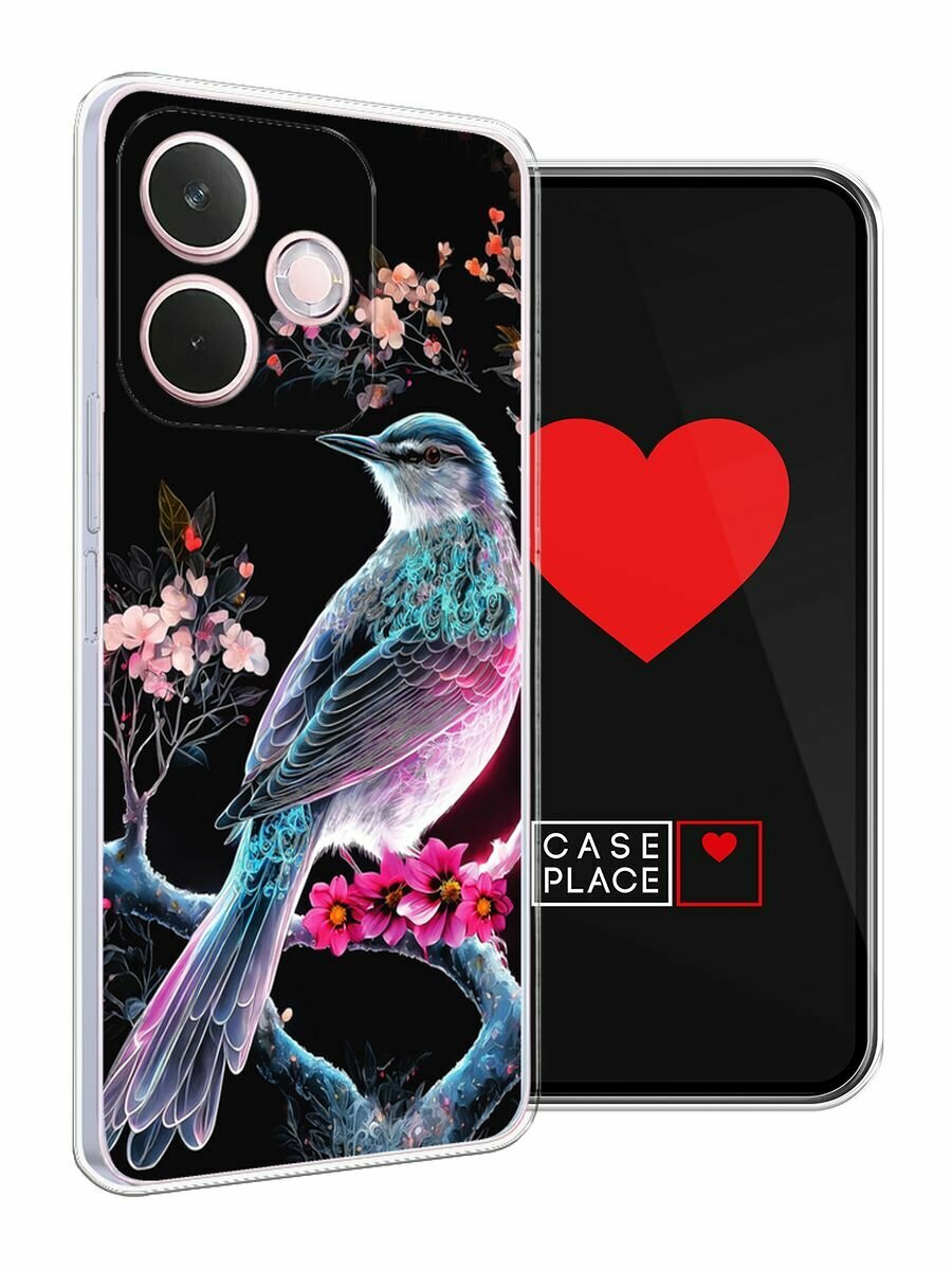 Чехол на Oppo A5 Pro / Оппо А5 Про с принтом "Птица на цветущем дереве" — фото 1