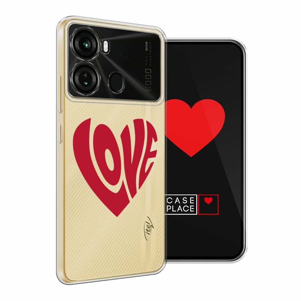 Чехол на Itel P40 / Ител P40 с принтом "Love heart 2 - 14 февраля", прозрачный — фото 1