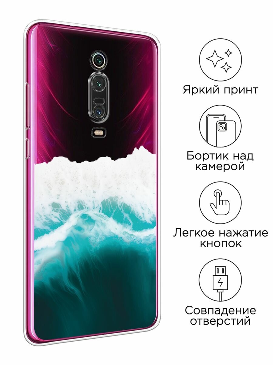 Чехол на Xiaomi Redmi K20/K20 Pro/Mi 9T/9T Pro / Сяоми Редми К20/K20 Pro/Mi 9T с принтом "Большая волна", прозрачный — фото 1