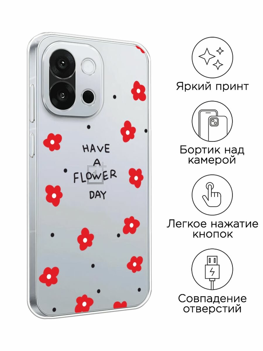 Чехол на OnePlus 13T / Ван Плас 13Т с принтом "Have a flower day 2", прозрачный — фото 1