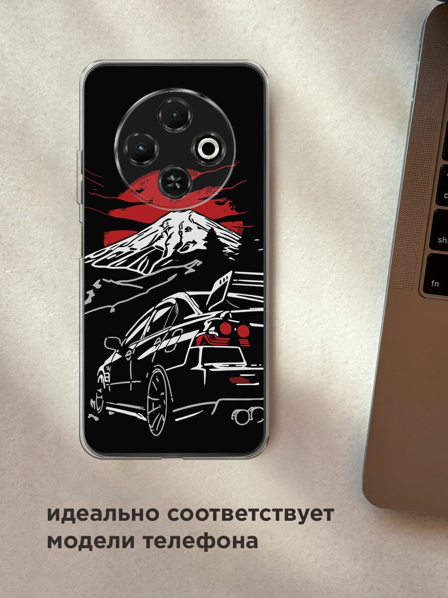 Чехол на Tecno Spark 30C / Текно Спарк 30C с принтом "Машина в горах JDM" — фото 1