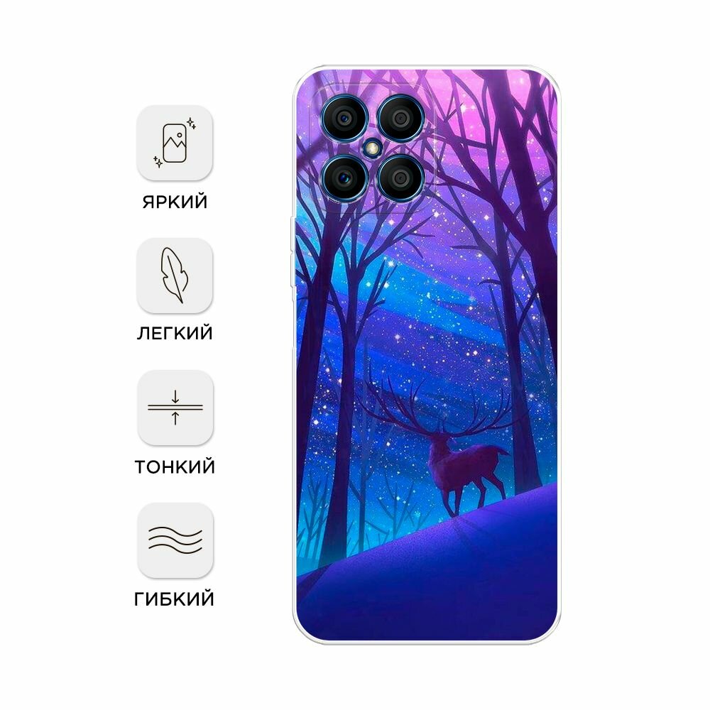 Силиконовый чехол на Honor X8 / Хуавей X8 с принтом "Северный олень" — фото 1