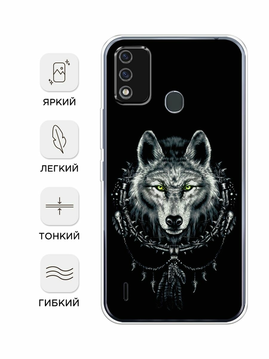 Силиконовый чехол на Itel A48 / Ител А48 с принтом "Волк оберег" — фото 1