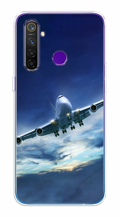 Чехол на Realme 5 Pro / Реалми 5 Про с принтом "Самолет в небе"