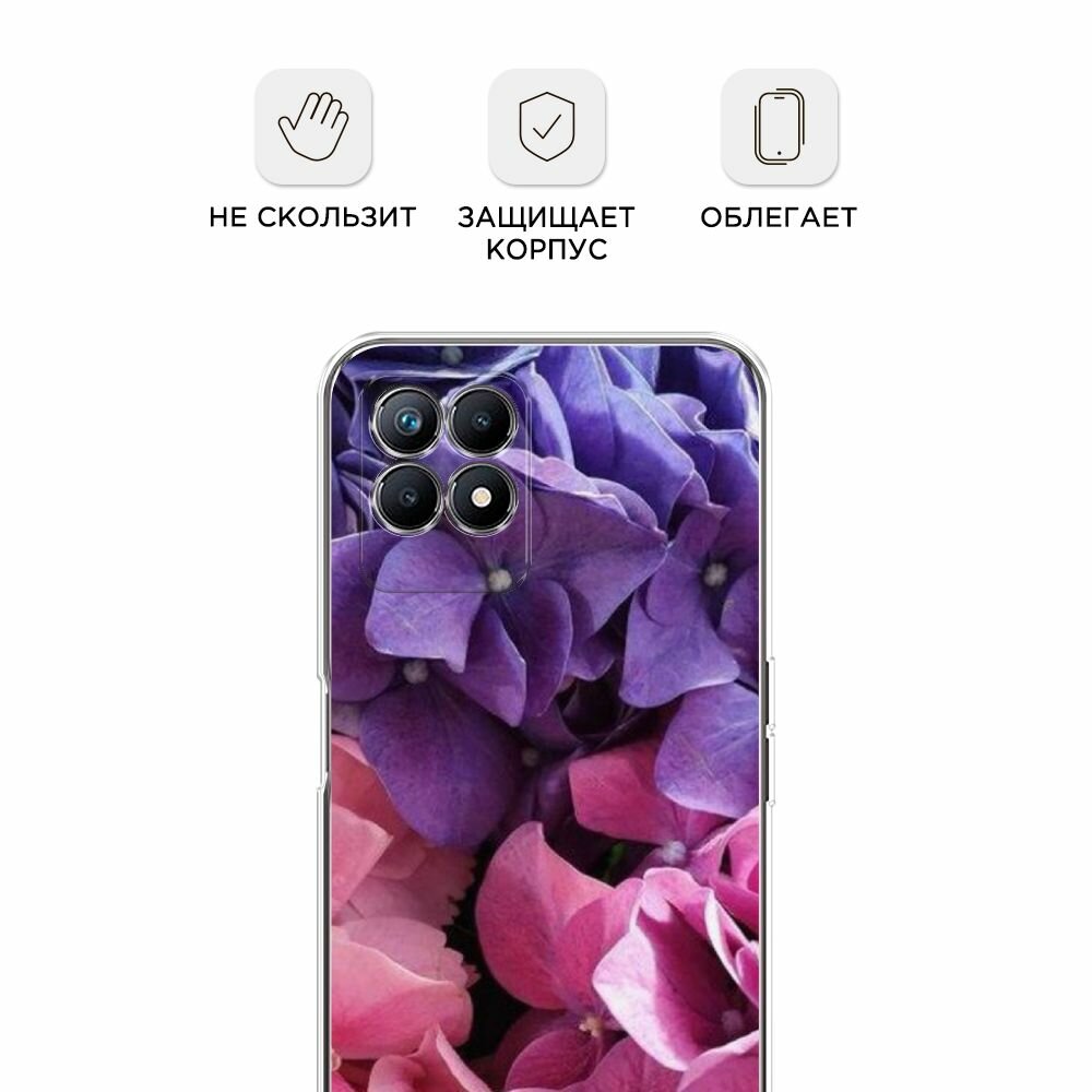 Силиконовый чехол на Realme 8i / Реалми 8i с принтом Гортензии — фото 1