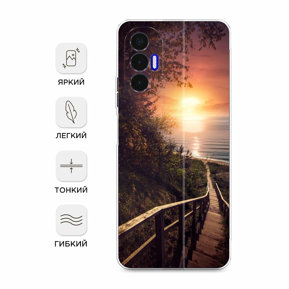 Чехол на Tecno Pova 3 / Текно Пова 3 с принтом "Мост у воды" — фото 1