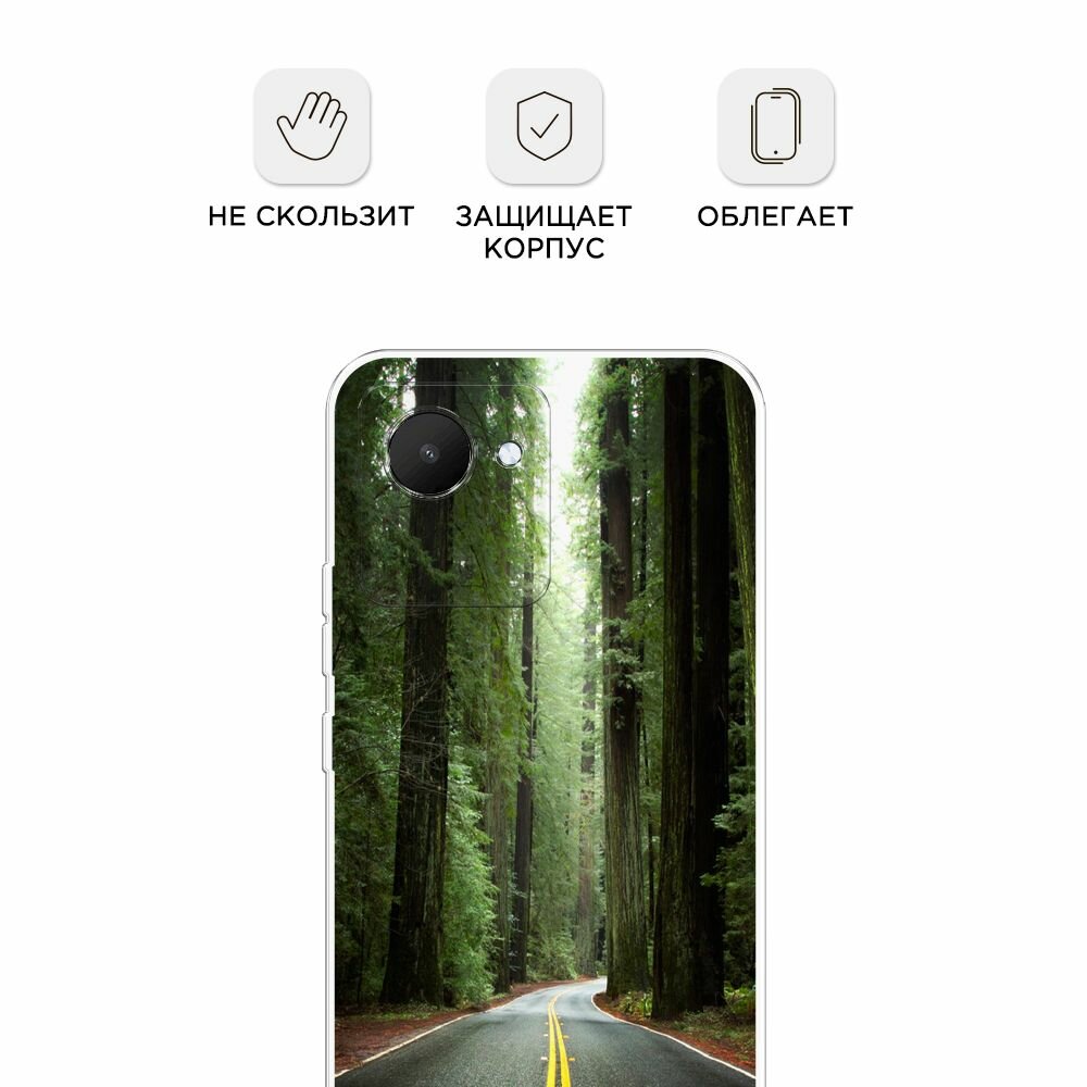 Силиконовый чехол на Realme C30 / Реалми C30 с принтом "Лес 17" — фото 1