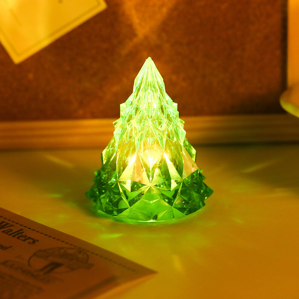 Фонарь светодиодный на батарейках LED свеча / новогодняя фигура елочка с подсветкой зеленый теплый свет 3 штуки