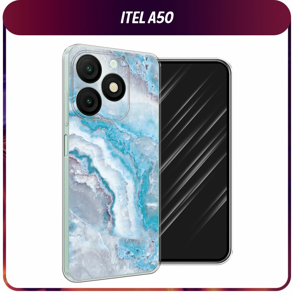 Чехол на Itel A50 / Ител А50 с принтом "Нежно-голубой мрамор"