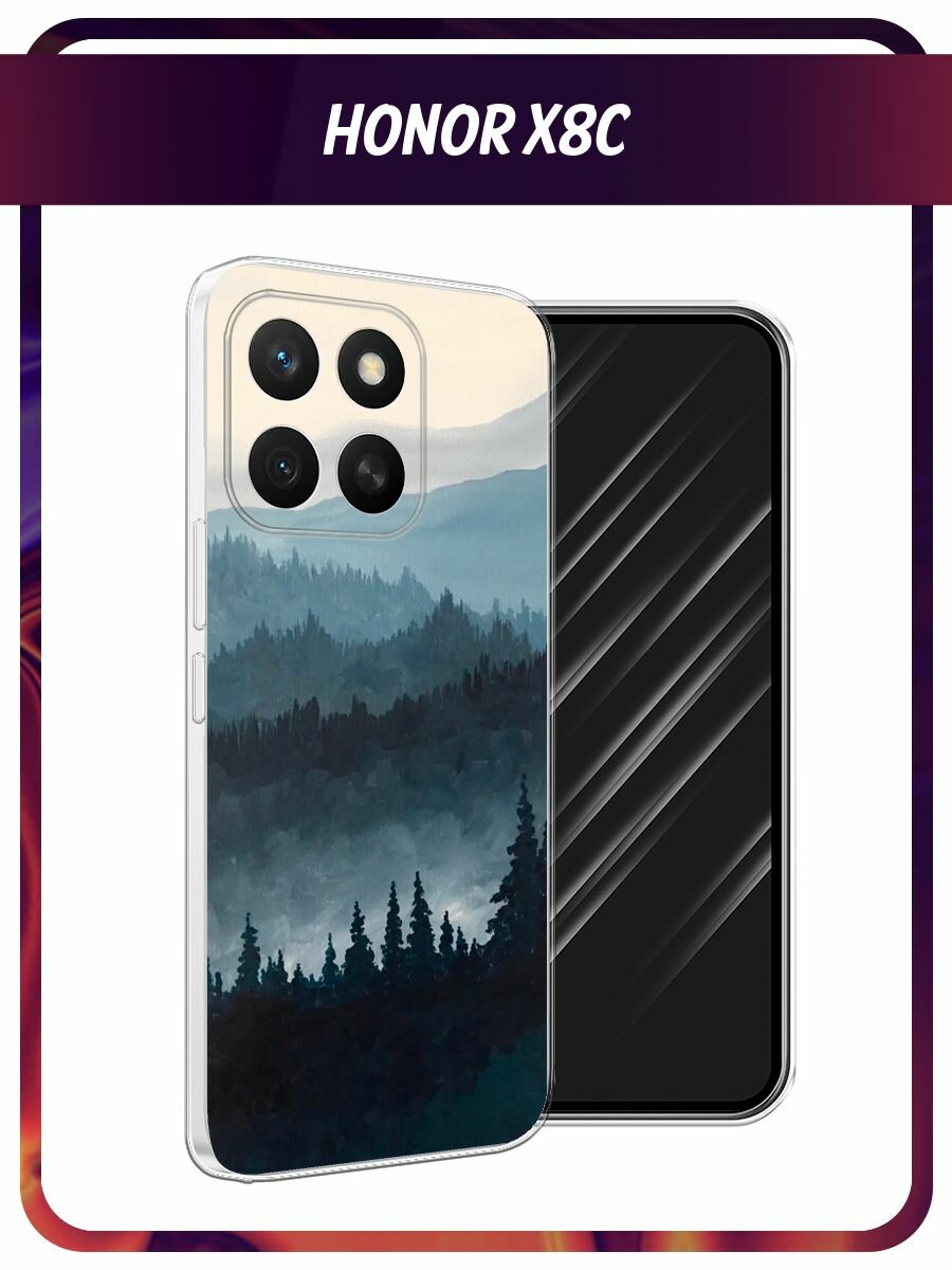 Силиконовый чехол на Honor X8c / Хонор X8c с принтом "Туманные горы"