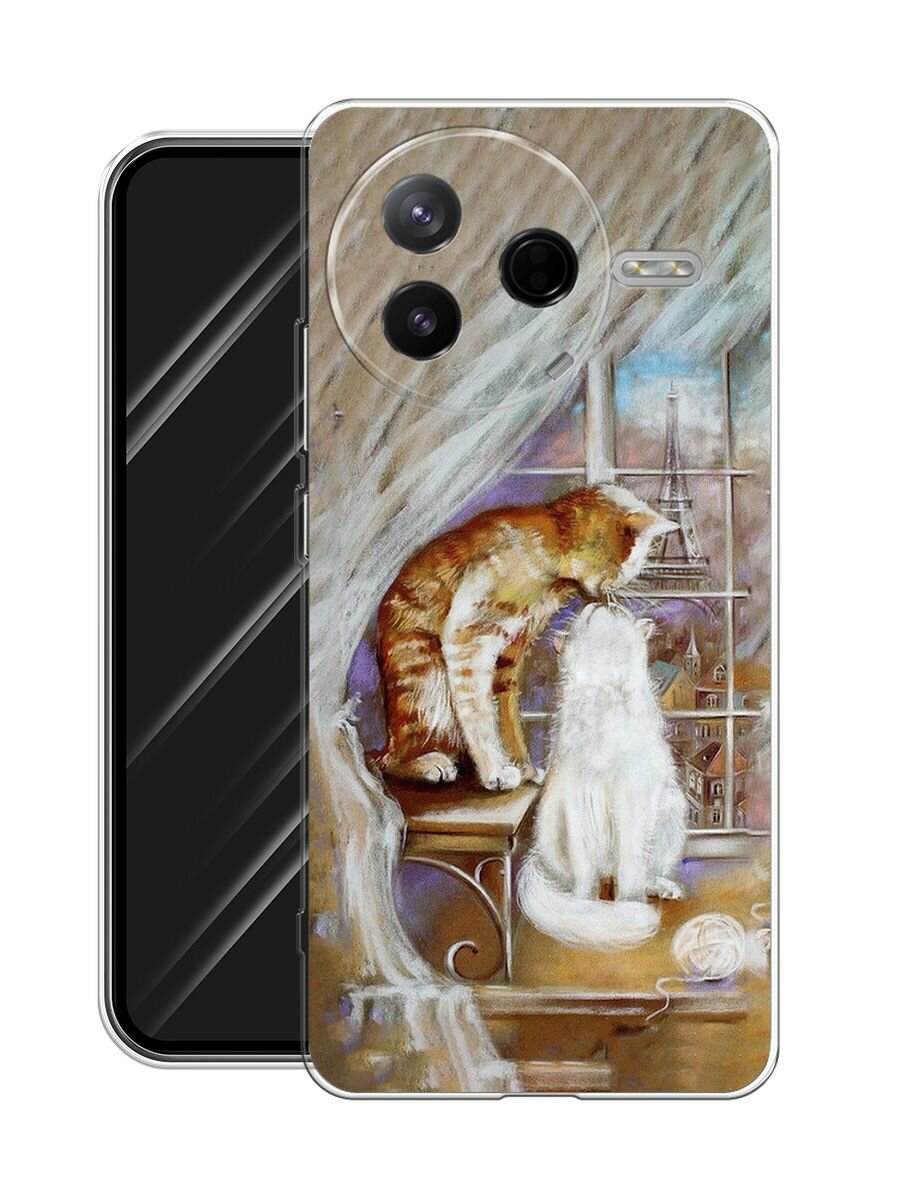 Чехол на Poco F7 Pro / Поко F7 Про с принтом "Влюбленные котики 1" — фото 1