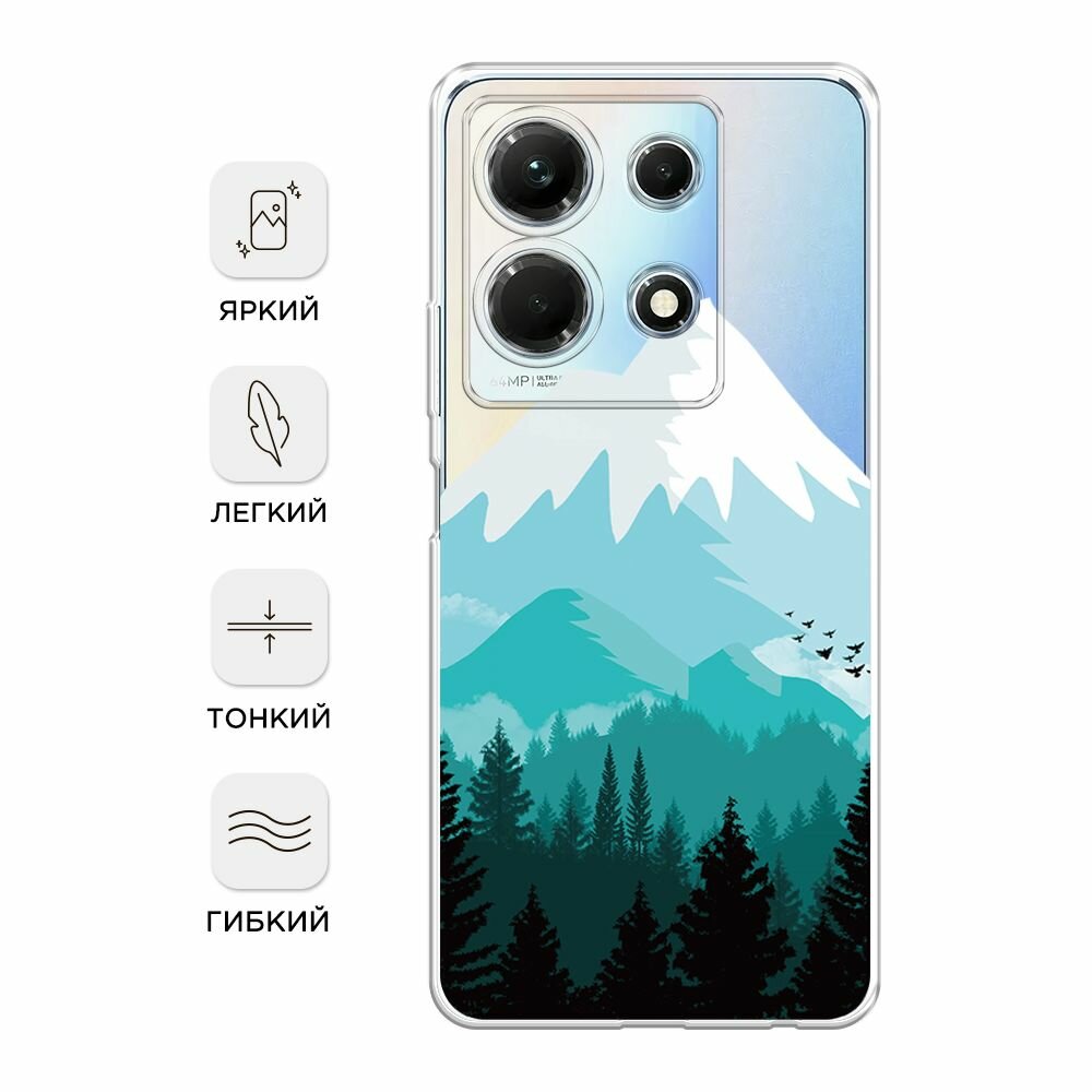 Чехол на Infinix Note 30 4G / Инфиникс Нот 30 4G с принтом "Синяя снежная гора", прозрачный — фото 1