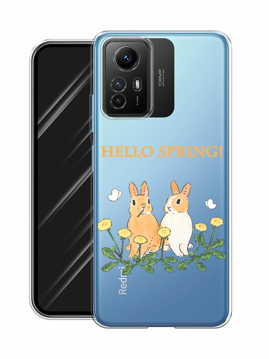 Чехол на Xiaomi Redmi Note 12S / Сяоми Редми Ноут 12S с принтом "Весенние кролики", прозрачный — фото 1