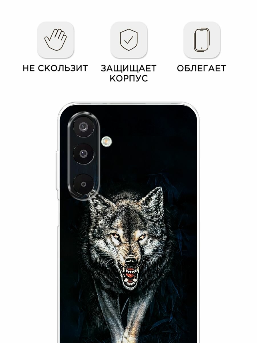 Чехол на Samsung Galaxy M16 / Самсунг Галакси М16 с принтом "Злобный волк из ночи" — фото 1